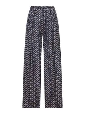Max Mara Printed Silk Twill Wide Leg Trousers - Multicolor