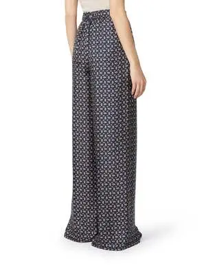 Max Mara Printed Silk Twill Wide Leg Trousers - Multicolor