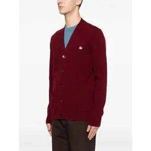 Gucci Bordeaux Ribbed Knit V-neck Cardigan