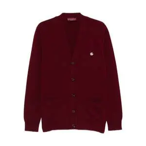 Gucci Bordeaux Ribbed Knit V-neck Cardigan - Red