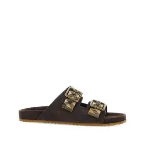 Burberry Check Pattern Buckled Sandals