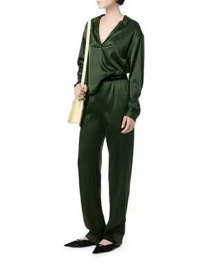 TOM FORD Stretch Silk Satin Trousers - Green