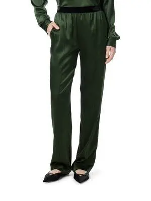 TOM FORD Stretch Silk Satin Trousers - Green