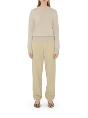 Burberry Cotton Jogging Trousers With Check Appliqu - Multicolor