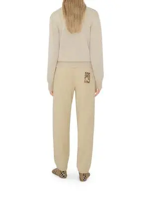 Burberry Cotton Jogging Trousers With Check Appliqu - Multicolor