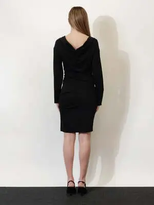 Max Mara Virgin Wool Dress With Draped Back - Multicolor