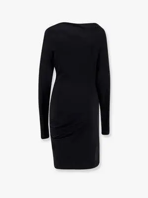 Max Mara Virgin Wool Dress With Draped Back - Multicolor