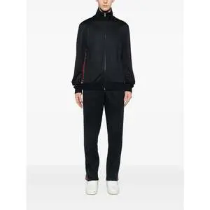 Gucci High Neck Zip Up Track Jacket With Striped Detail