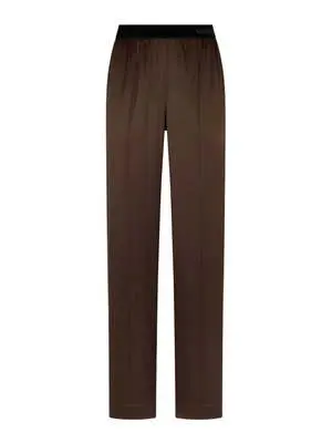 TOM FORD Stretch Silk Satin Trousers - Brown