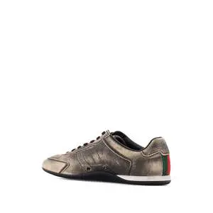 Gucci Distressed Effect Web Stripe Detail Sneakers