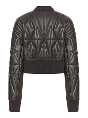 Moncler Geometric Quilted Leather Bomber Jacket