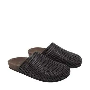 Brunello Cucinelli Leather Sandals With Glittered Mesh Detail