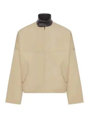 Bottega Veneta Cotton Blouson Jacket With Woven Leather Collar