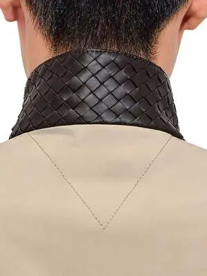 Bottega Veneta Cotton Blouson Jacket With Woven Leather Collar