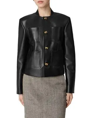 Bottega Veneta Nappa Leather Jacket With Metal Snap Buttons