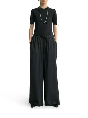 TOTEME Wool Trousers With Drawstring Waist - Black