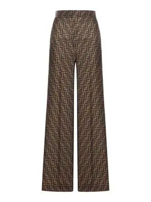 Fendi Ff Twill Trousers - Brown