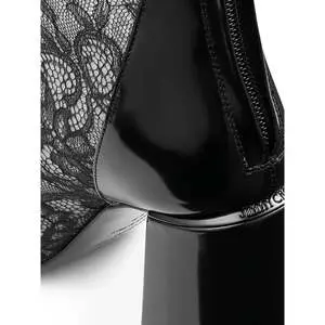 JIMMY CHOO Lace Paneled Block Heel Boots