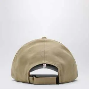 Moncler Cotton Baseball Cap With Logo Patch - Cream