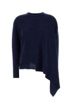 Alexander McQueen Asymmetrical Cashmere Blend Crewneck Sweater - Blue