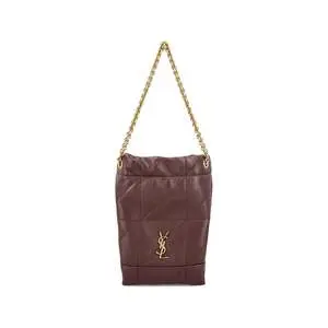 Saint Laurent Quilted Lamb Skin Bucket Bag - Red
