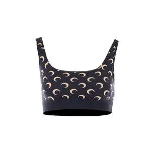 MARINE SERRE Recycled Moon Jersey Sport Bra - Black