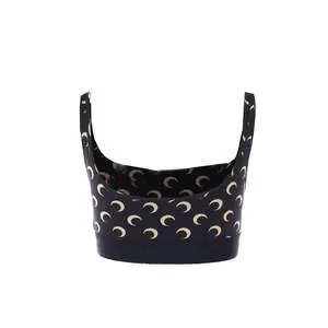 MARINE SERRE Recycled Moon Jersey Sport Bra - Black
