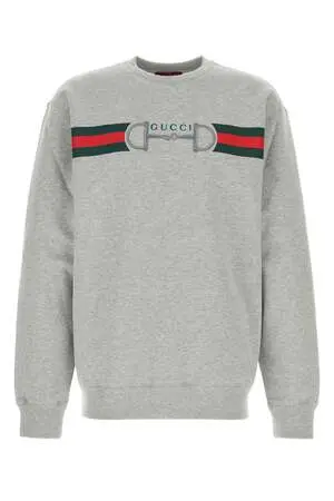 Gucci Grey Cotton Sweatshirt With Logo Detail Gray