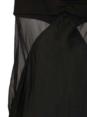 Rick Owens Combo Long Satin Dress With Sheer Panels - Black