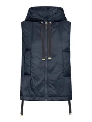 Max Mara Padded Vest With Hood In Waterproof Canvas - Multicolor
