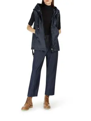 Max Mara Padded Vest With Hood In Waterproof Canvas - Multicolor