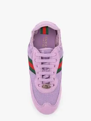 Gucci Mesh And Suede Sneakers With Web Detail - Gray