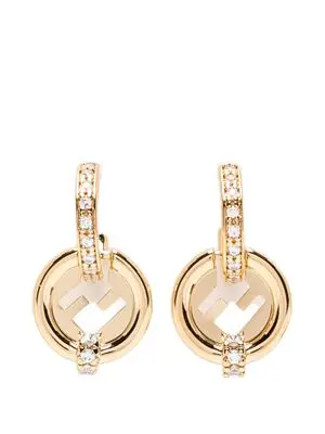 Fendi Gold Tone Logo Detail Hoop Earrings