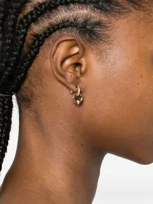 Fendi Gold Tone Logo Detail Hoop Earrings