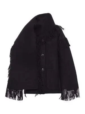 TOTEME Bouclé Jacket With Fringed Scarf - Black
