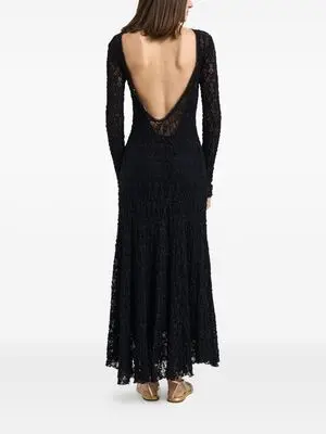 FORTE_FORTE Lace Long Sleeve Open Back Maxi Dress - Multicolor