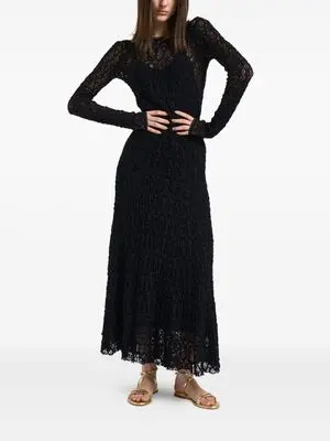 FORTE_FORTE Lace Long Sleeve Open Back Maxi Dress - Multicolor