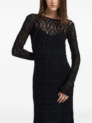 FORTE_FORTE FORTE FORTE Lace Long Sleeve Open Back Maxi Dress Multicolor