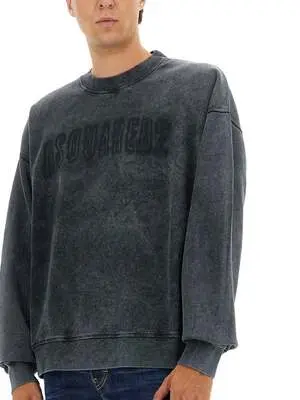 Dsquared2 Crewneck Sweatshirt With Embossed Logo - Gray
