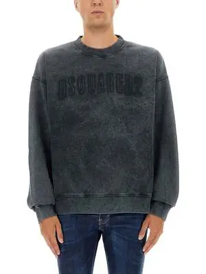 Dsquared2 Crewneck Sweatshirt With Embossed Logo - Gray