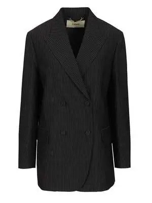 Fendi Pinstriped Wool Blazer - Blue