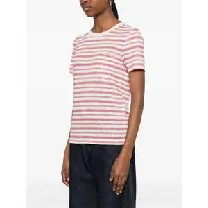 A.p.c. Striped Linen T-shirt With Chest Pocket