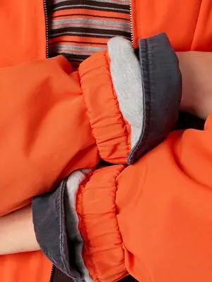 Miu Miu Cotton Poplin Bomber Jacket With Logo - Orange
