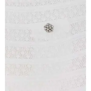 SELF-PORTRAIT Pointelle Knit Mini Skirt With Jewel Buttons
