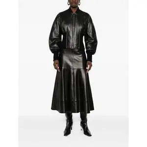 Alaïa Leather Jacket With Rib-knit Trims