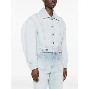 Givenchy Cropped Denim Jacket With Spread Collar - Blue