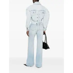 Givenchy Cropped Denim Jacket With Spread Collar - Blue