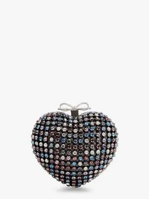 SELF-PORTRAIT Embellished Heart Clutch Bag - Multicolor