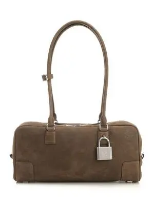 Loewe Amazona 31 Cropped Bag In Garnet Nubuck - Brown