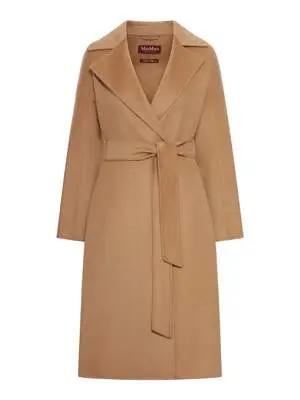 Max Mara Belted Midi Coat In Double-drap Wool, Cashmere, And Silk - Brown